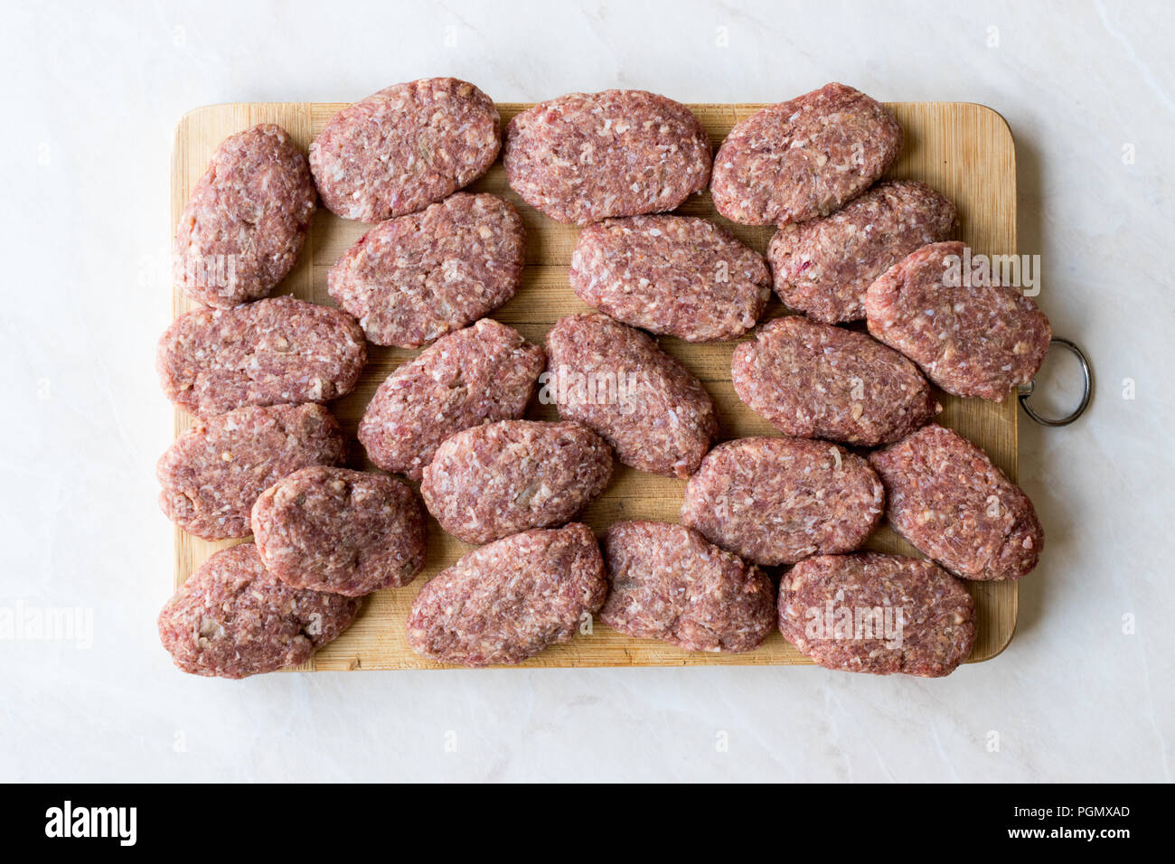 Turkish Raw Meatballs Kofte or Kofta made with Minced Meat on Wooden ...