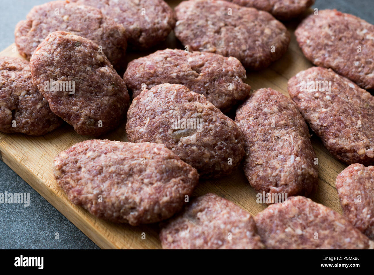 Turkish Raw Meatballs Kofte or Kofta made with Minced Meat on Wooden ...
