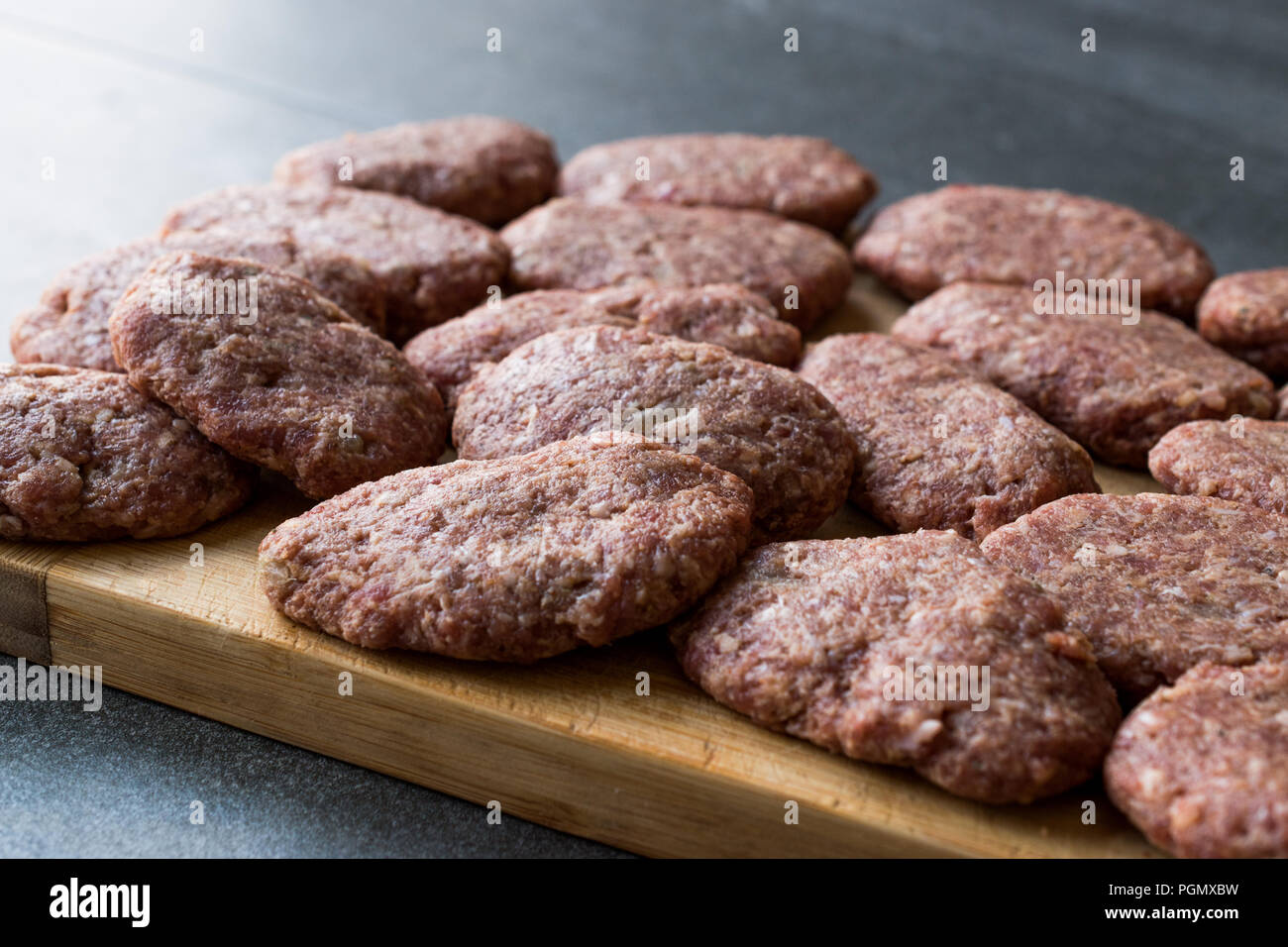 Turkish Raw Meatballs Kofte or Kofta made with Minced Meat on Wooden ...