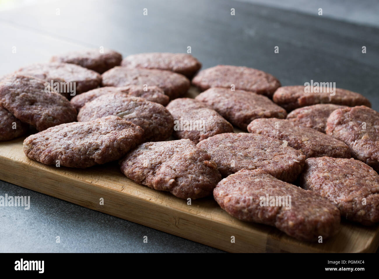 Turkish Raw Meatballs Kofte or Kofta made with Minced Meat on Wooden ...