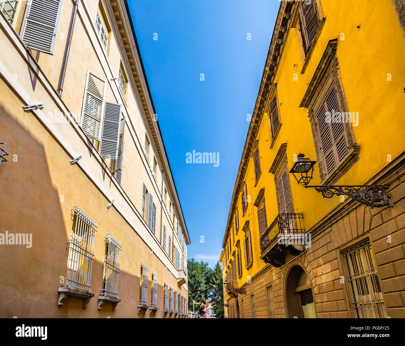 colorful houses in street of Parma Stock Photo - Alamy