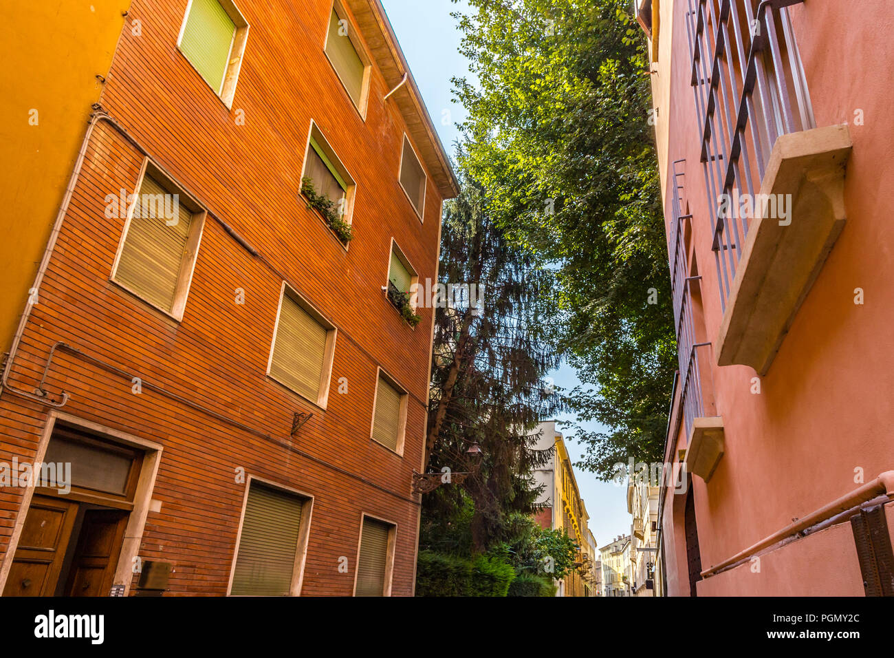 colorful houses in street of Parma Stock Photo - Alamy