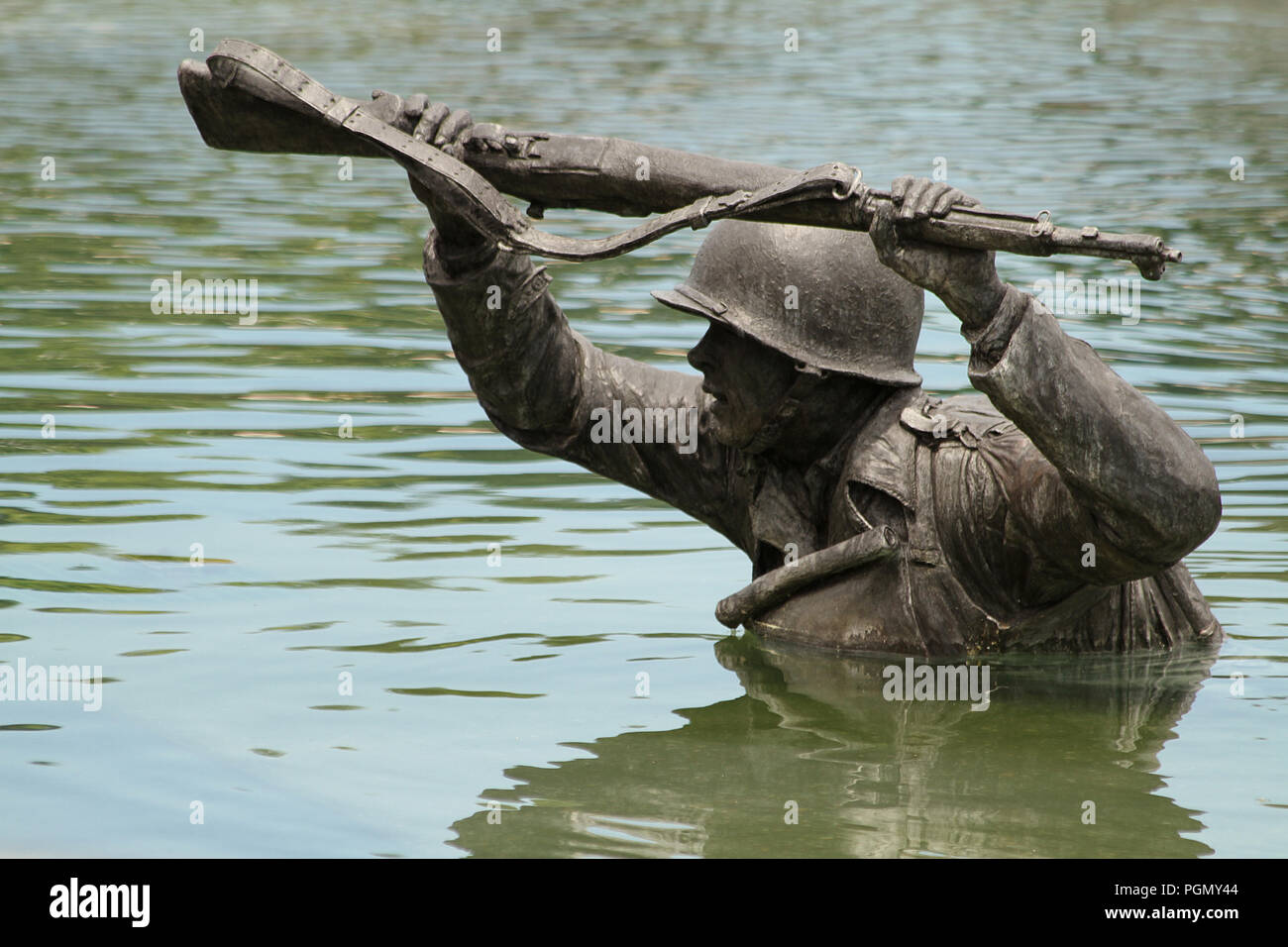 Sculptures depicting war scenes during Operation Overlord in Normandy ...