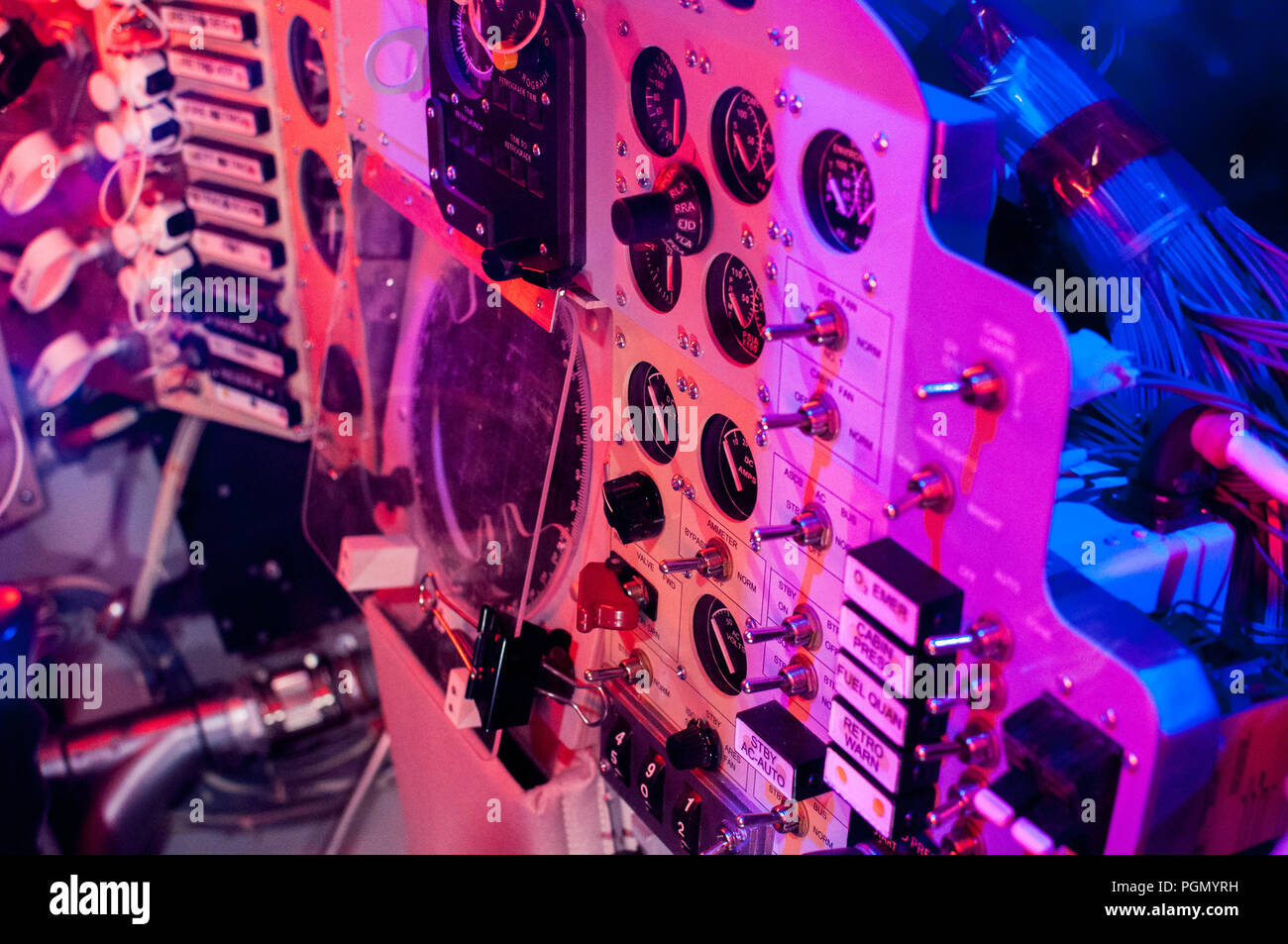 Control panel buttons and indicators on a plane Stock Photo - Alamy