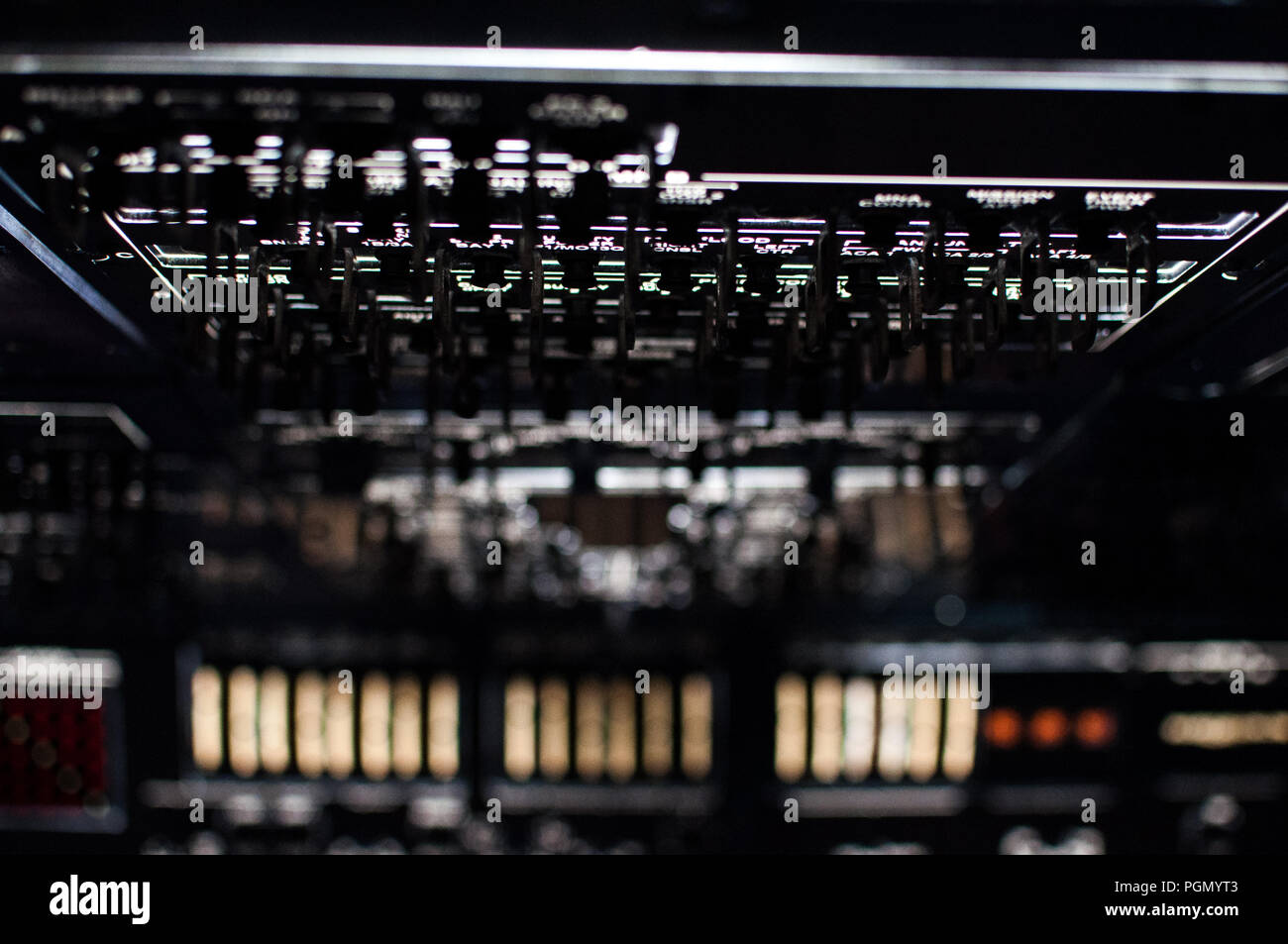 Control panel buttons and indicators on a plane Stock Photo - Alamy