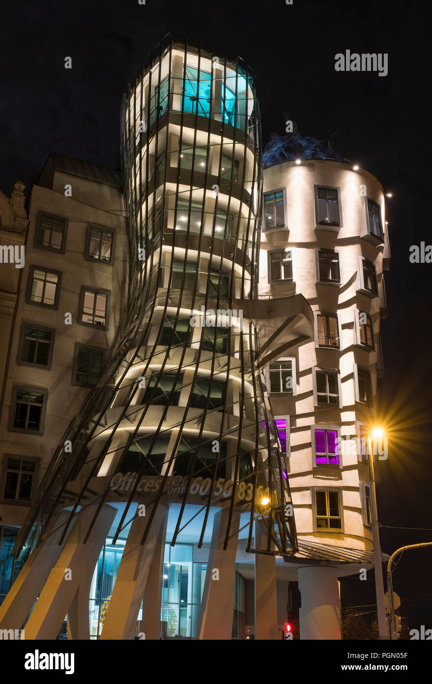Prague dancing house night hi-res stock photography and images - Alamy