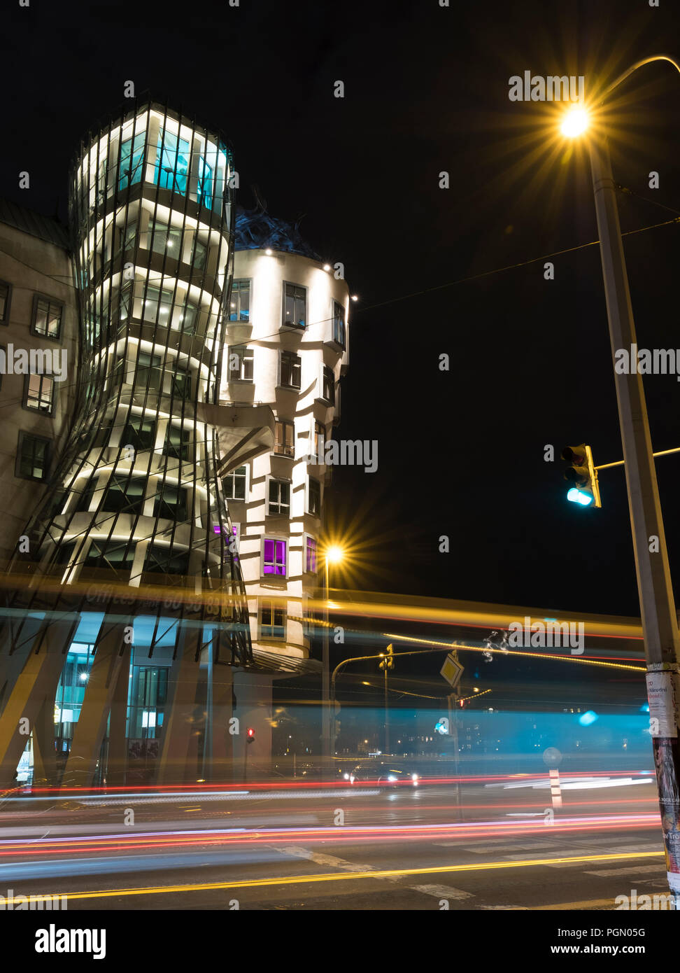 Prague dancing house night hi-res stock photography and images - Alamy