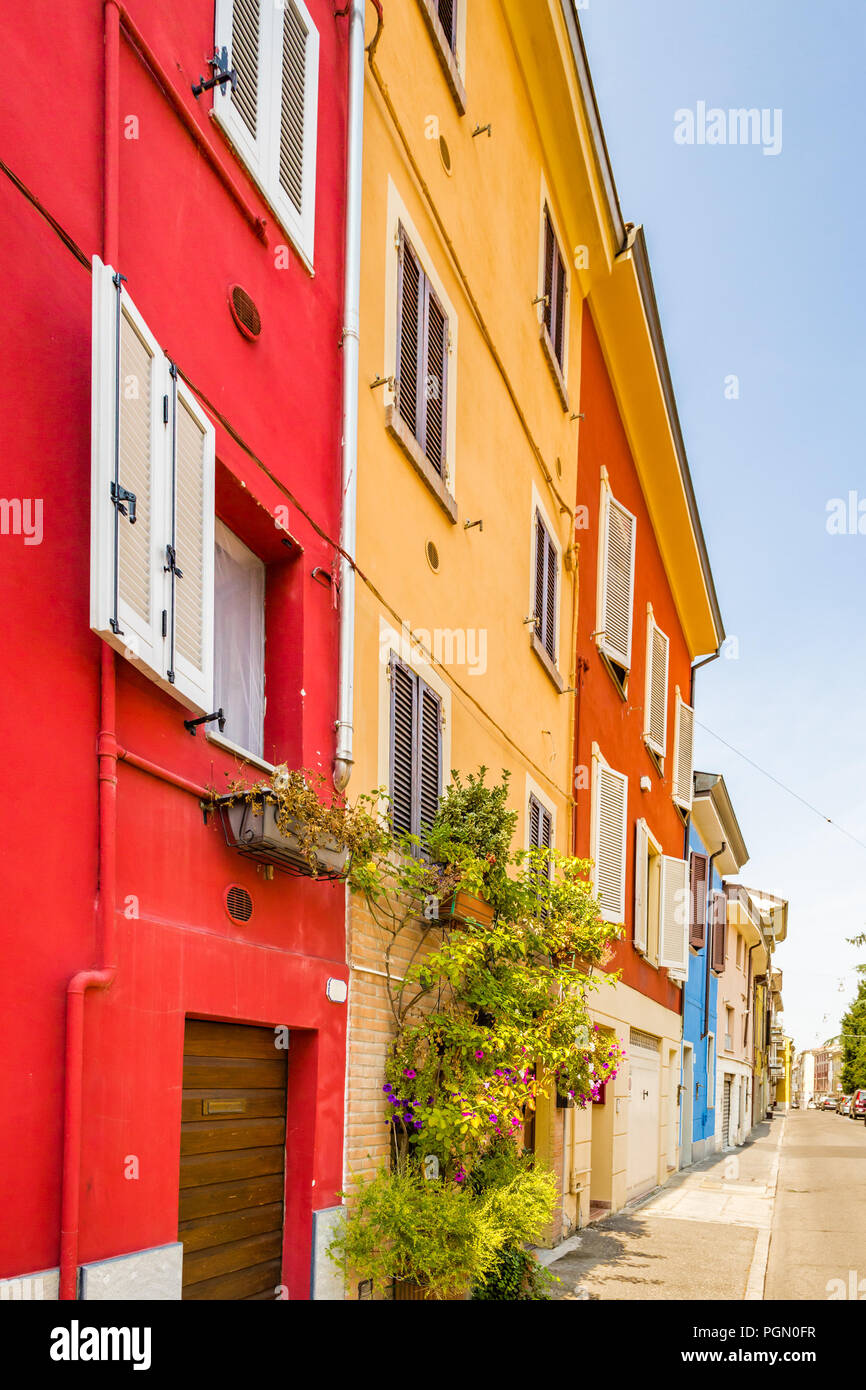 colorful houses in street of Parma Stock Photo - Alamy