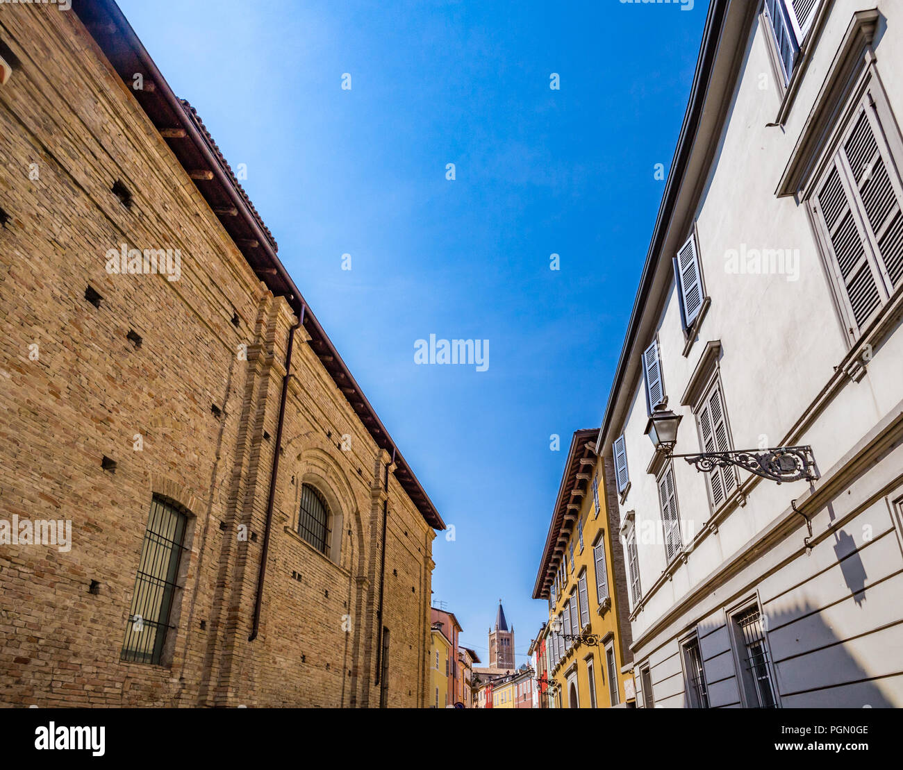 colorful houses in street of Parma Stock Photo - Alamy