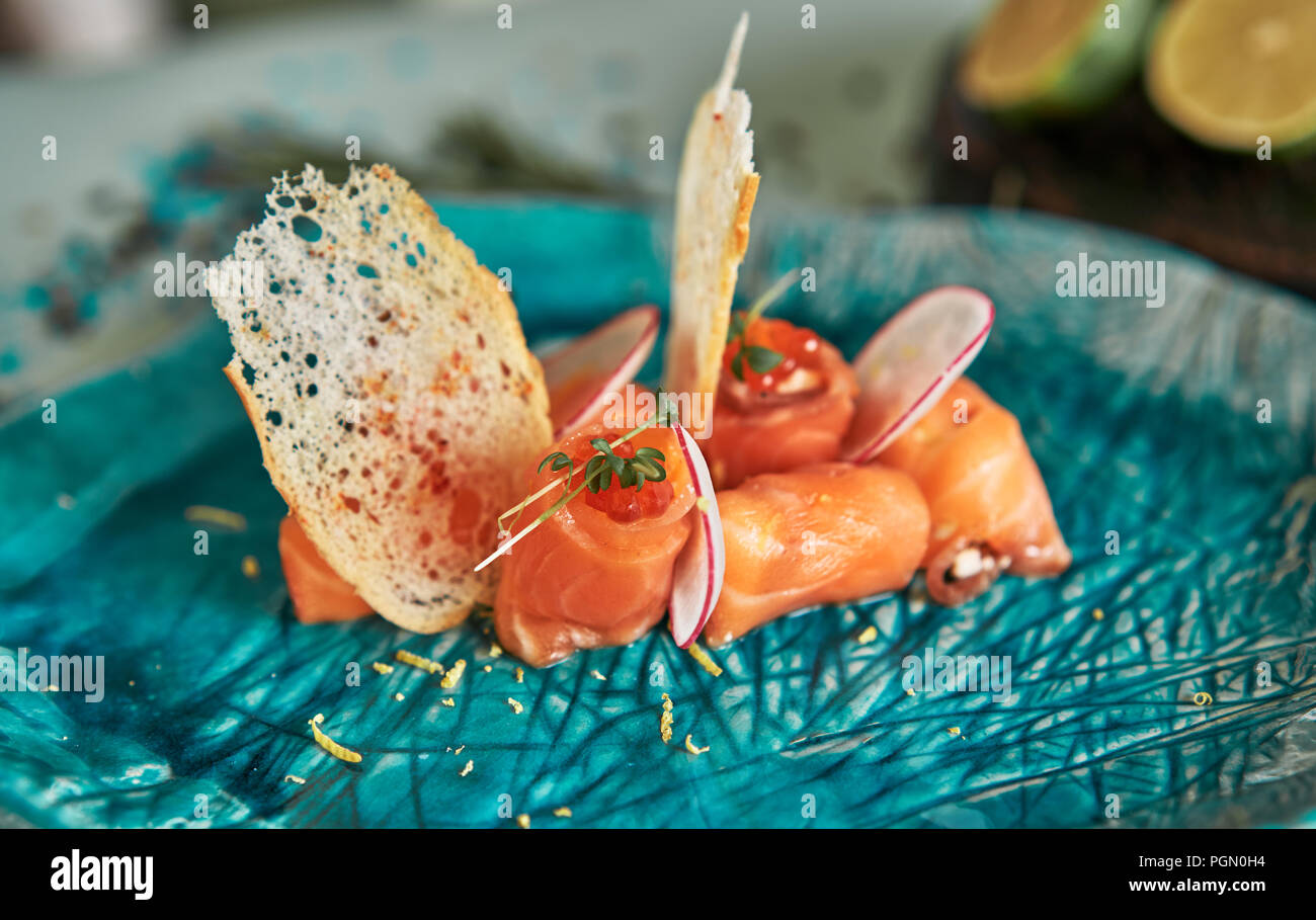 Slicing fresh salmon raw on hi-res stock photography and images - Alamy