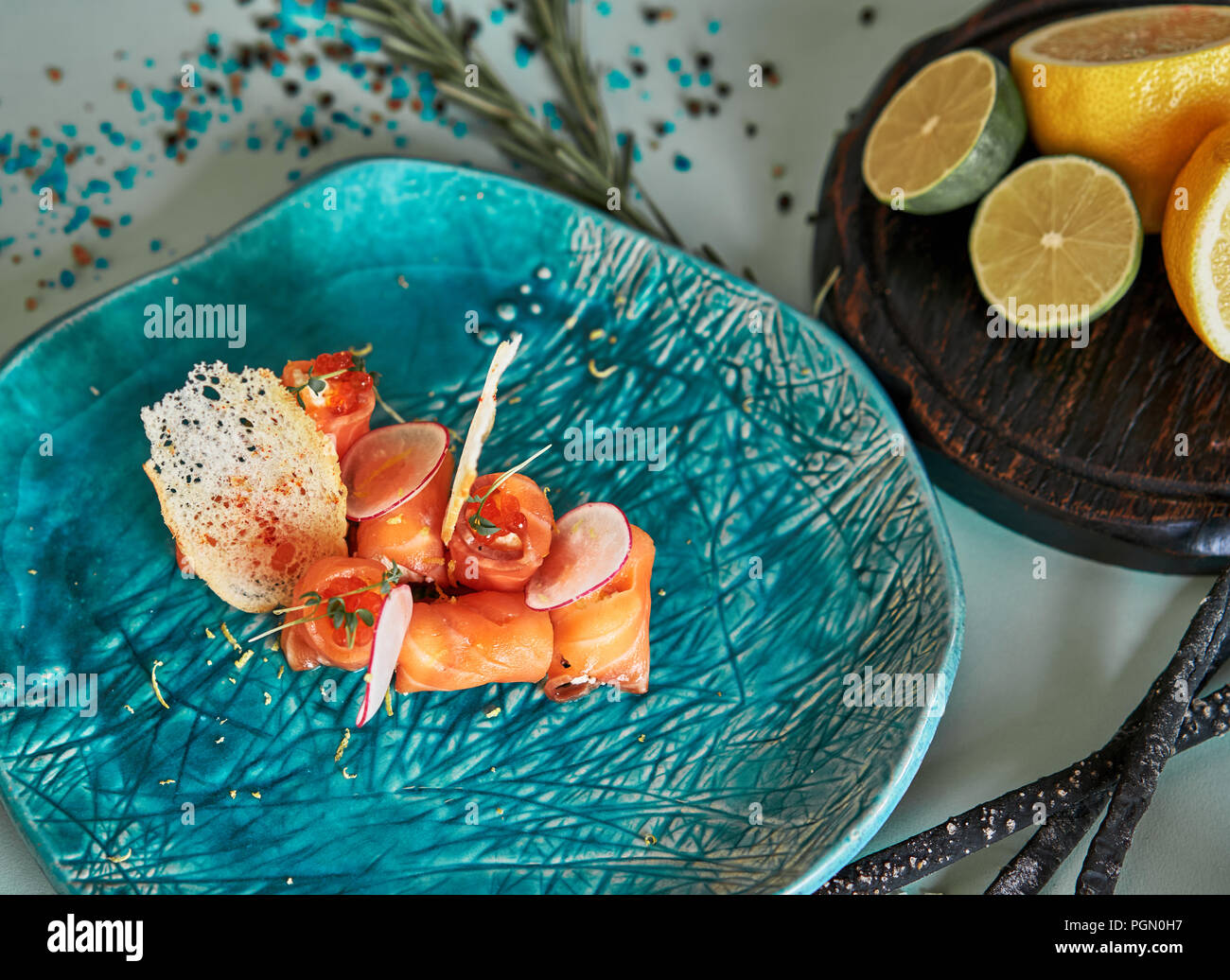 Slicing fresh salmon raw on hi-res stock photography and images - Alamy