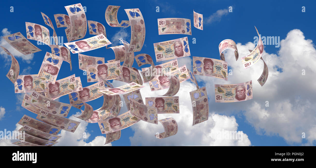 Flying Mexican Pesos (isolated with clipping path Stock Photo - Alamy