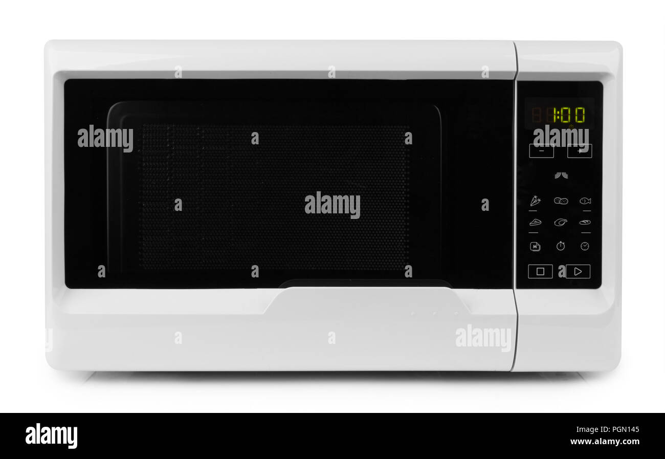 closed microwave isolated on a white background Stock Photo - Alamy