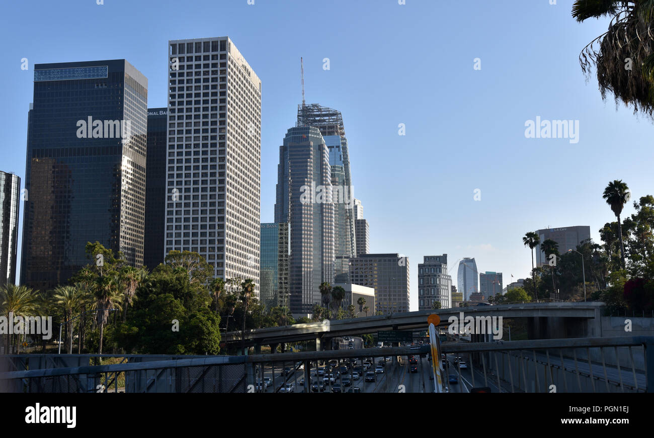Harbor freeway running alongside downtown Los Angeles Stock Photo - Alamy