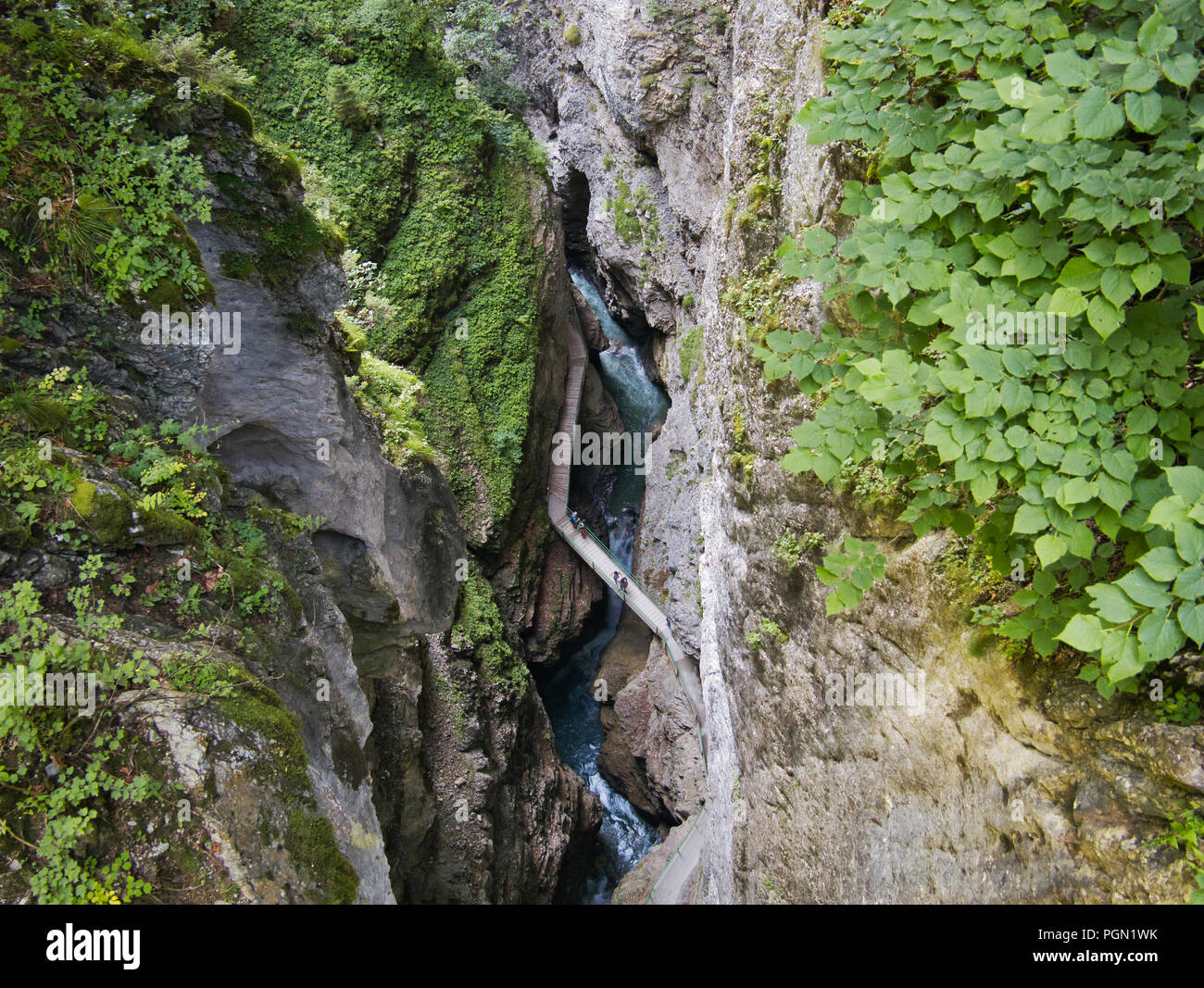 View of the gorge and the path through the gorge seen from above Stock ...