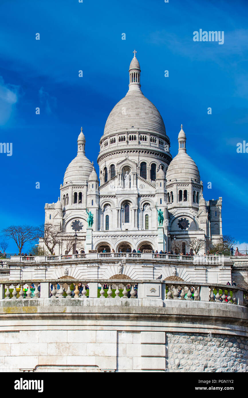 The Sacre Coeur Basilica at the Montmartre hill in Paris France Stock ...