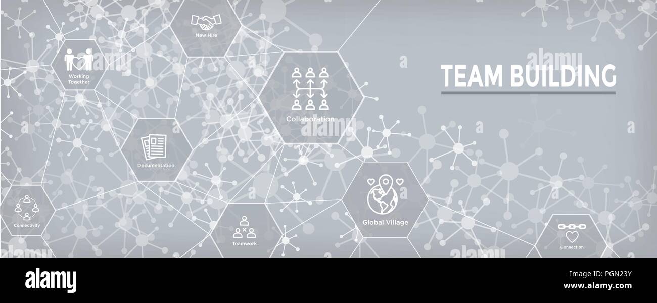 Team Building, Teamwork, & Connectivity Icon Set with Stick Figures and ...