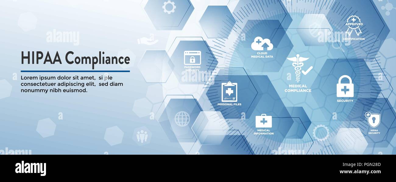 HIPAA Compliance Web Banner Header - Medical Icon Set and text Stock ...