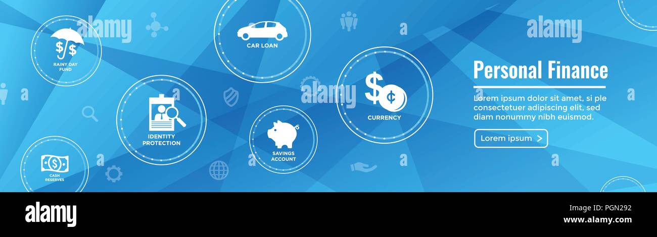 Personal Finance Web Header Banner w/ Rainy Day fund, cash reserves ...