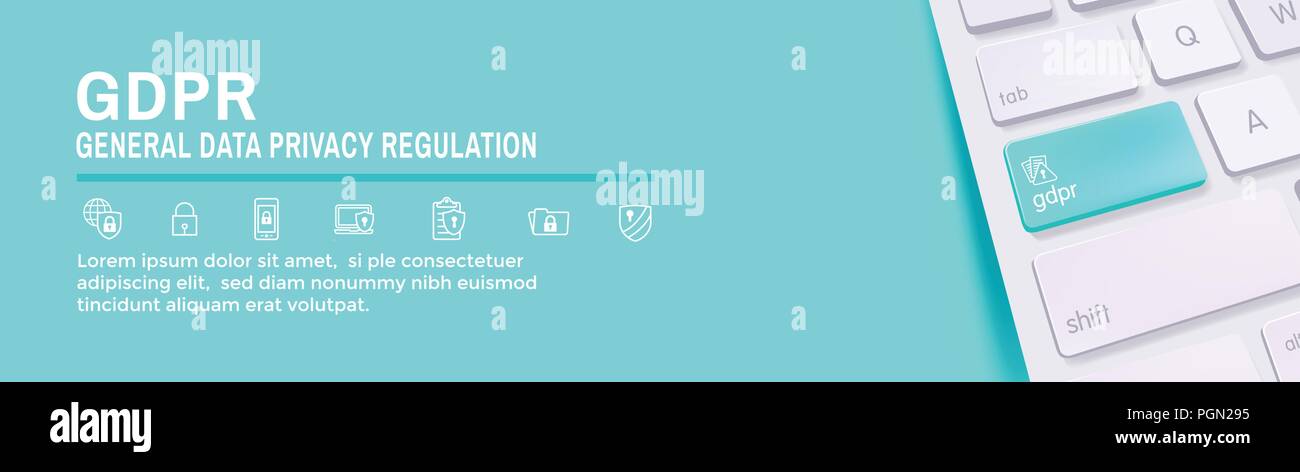 GDPR and Privacy Policy Web Banner Header & Background Stock Vector ...