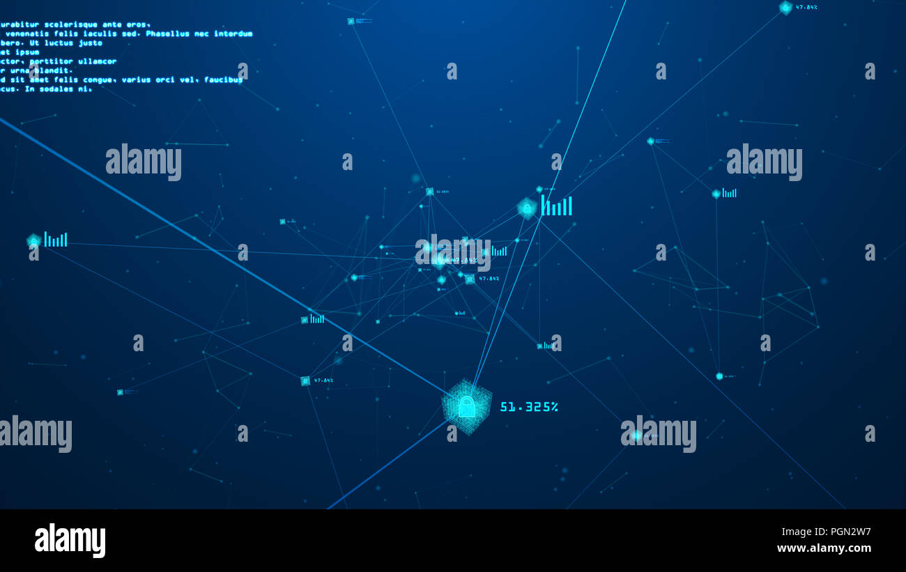 Blockchain network concept.Isometric digital blocks security connection ...