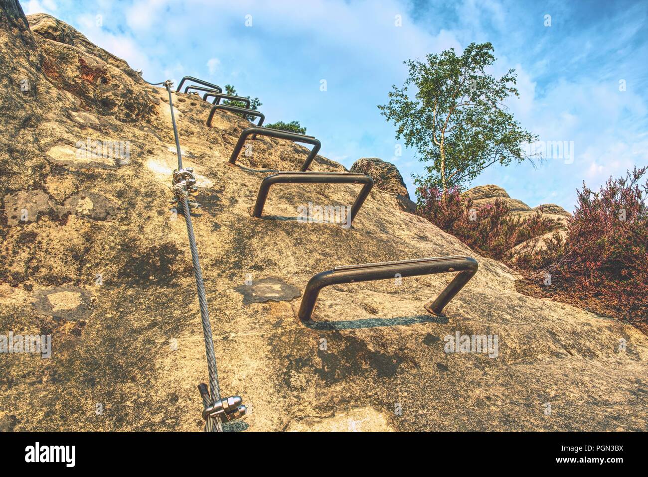 Via ferrata ladder climb hi-res stock photography and images - Alamy