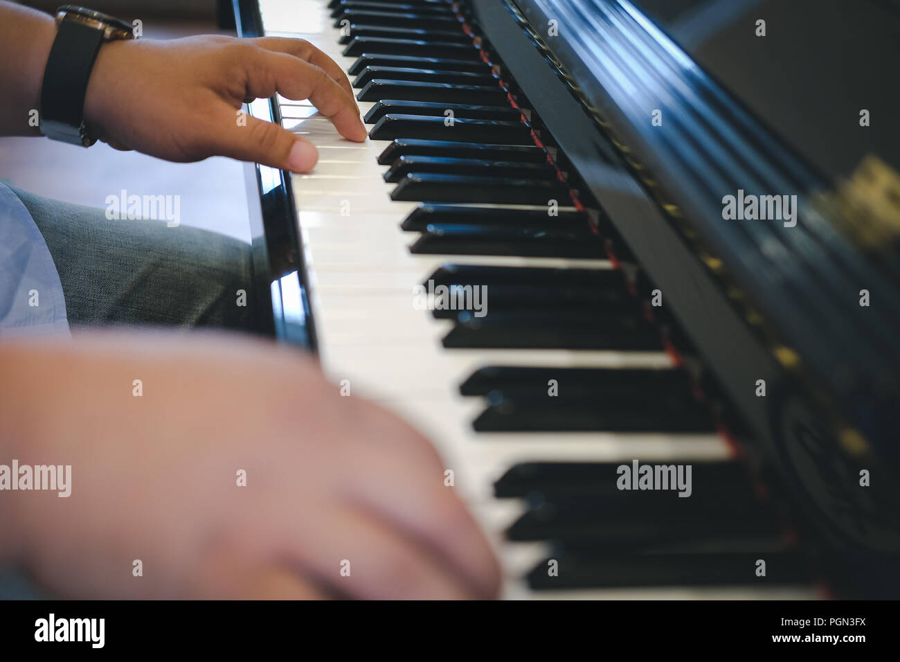 pianist man's hand playing piano. performer & classical music instrument Stock Photo - Alamy