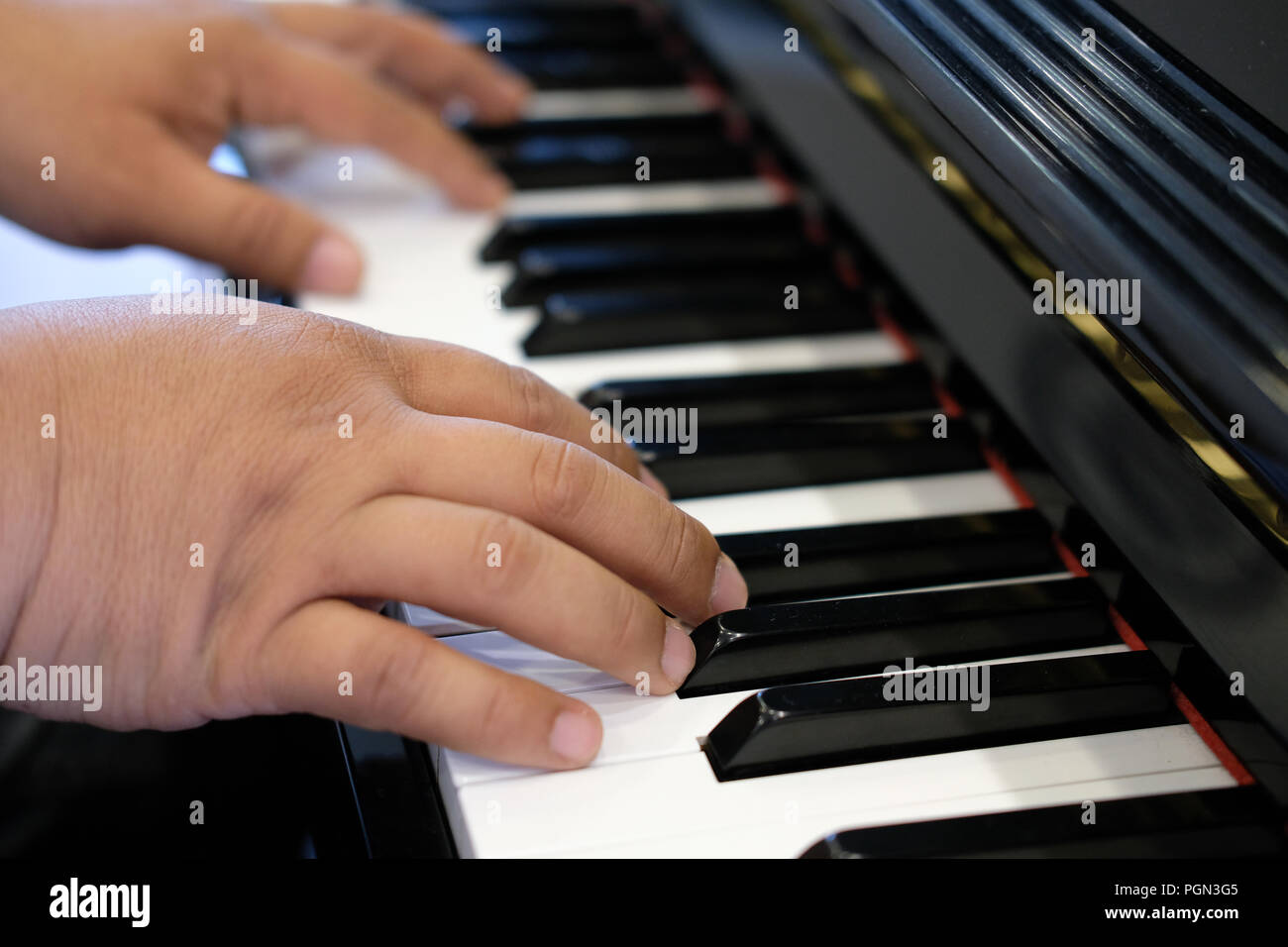 pianist man's hand playing piano. performer & classical music ...
