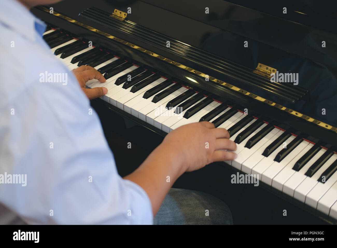 pianist man's hand playing piano. performer & classical music ...