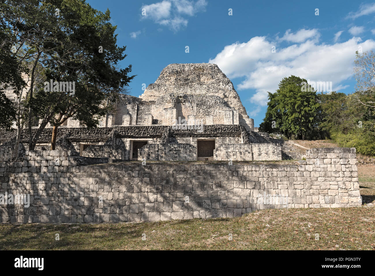 The ruins of the ancient Mayan city of Becan, Campeche, Mexico Stock ...