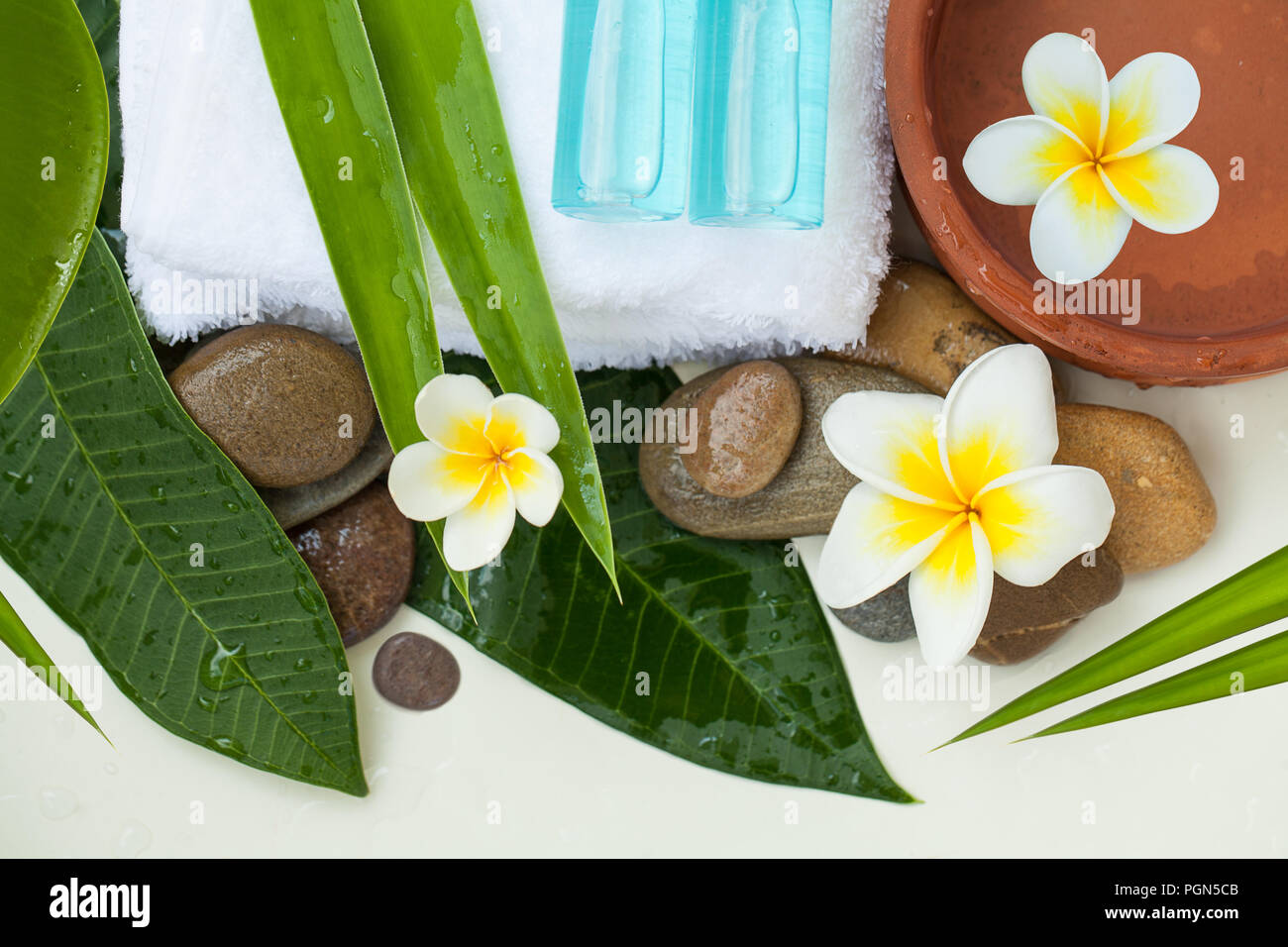 Spa or wellness setting for massage treatment on background with copy ...