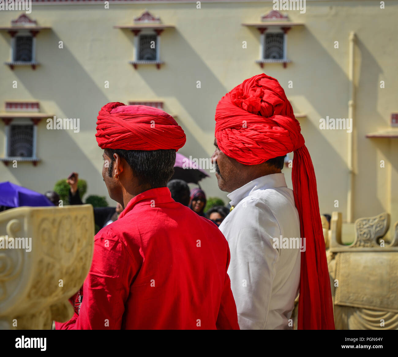 Jaipur, India - Nov 2, 2017. Guards in traditional costume standing at ...