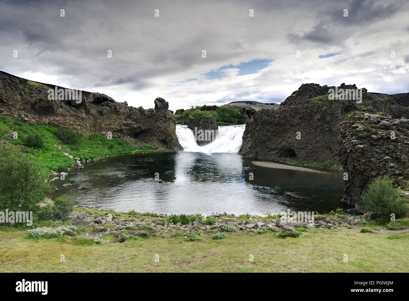 Beautiful waterfall and lake in Iceland Stock Photo - Alamy