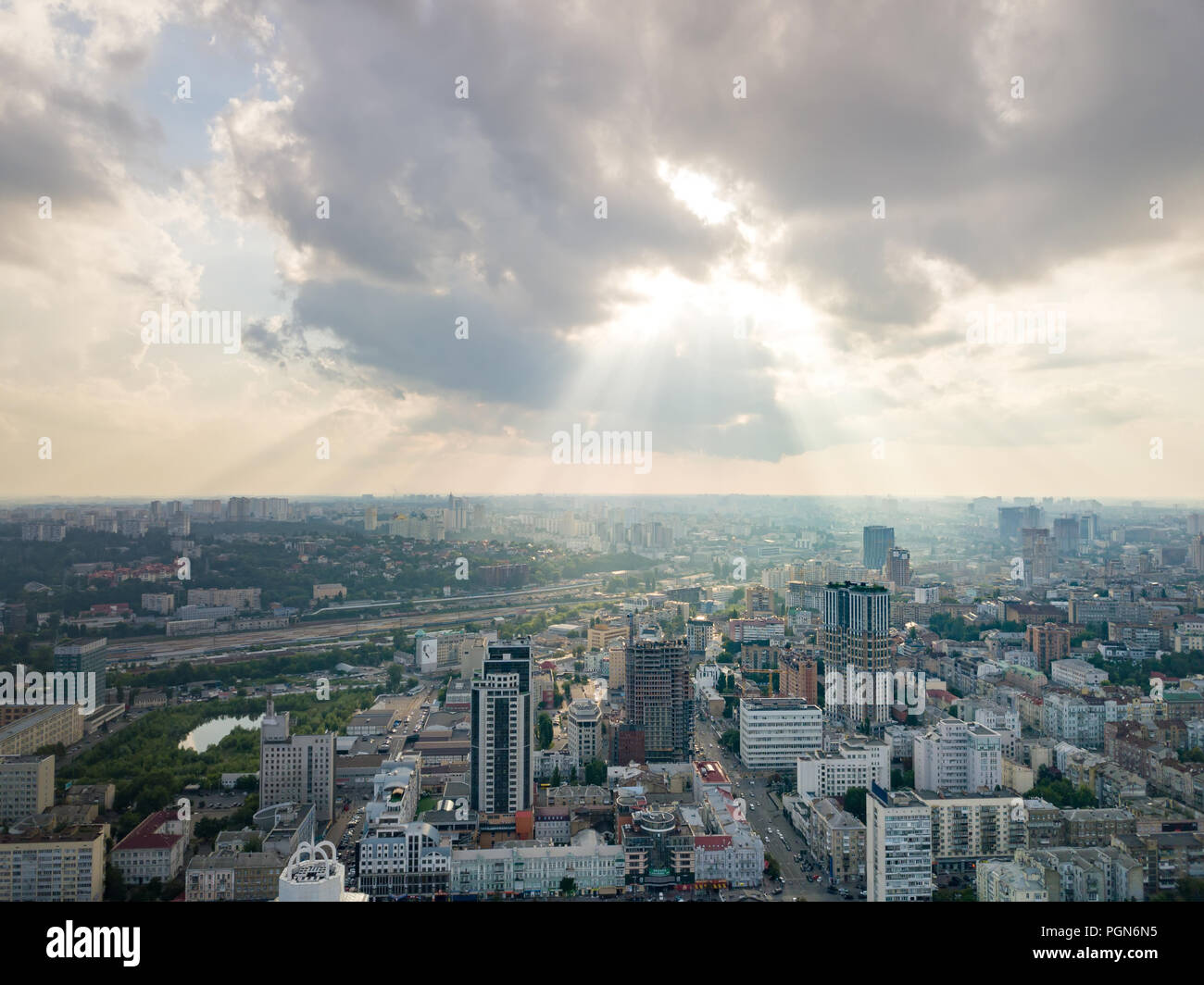 Panoramic view to a central part of Kiev, Ukraine with modern buildings ...