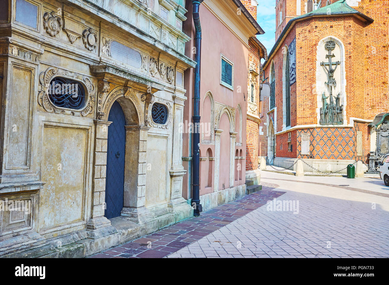 Beautiful medieval crypt imbedded in the wall of St. Barbara Church in ...