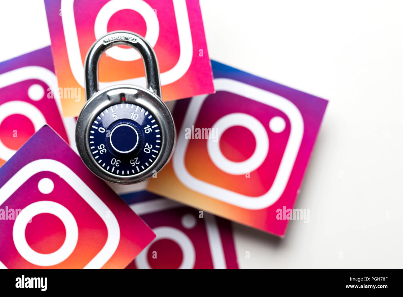 OXFORD, UK - AUGUST 22nd 2018: Instagram data security concept ...