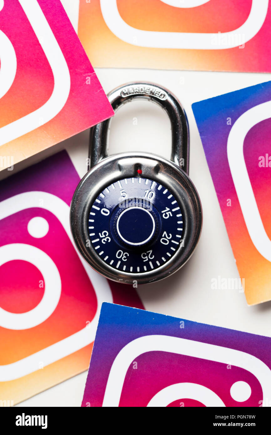 OXFORD, UK - AUGUST 22nd 2018: Instagram data security concept ...