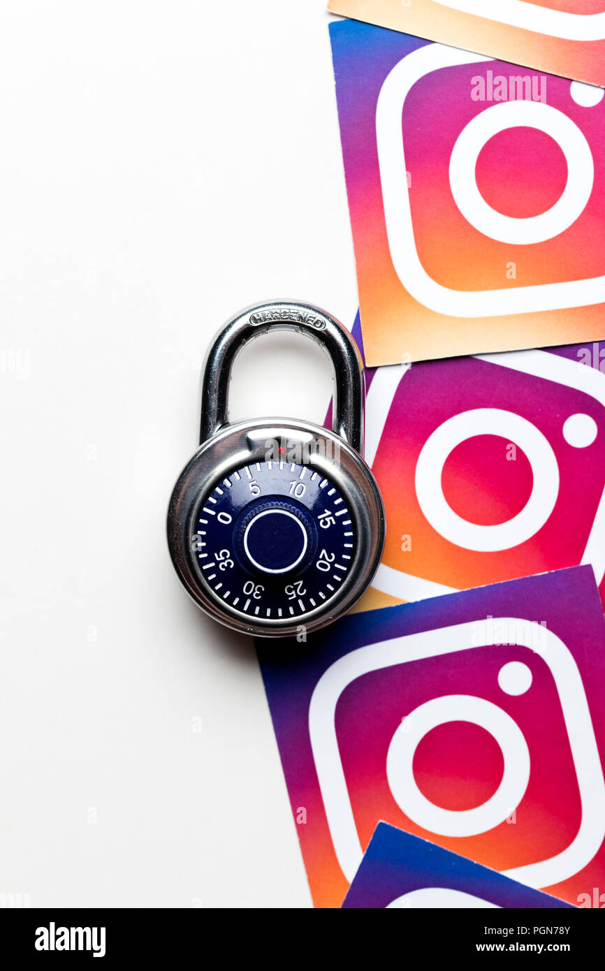 OXFORD, UK - AUGUST 22nd 2018: Instagram data security concept ...