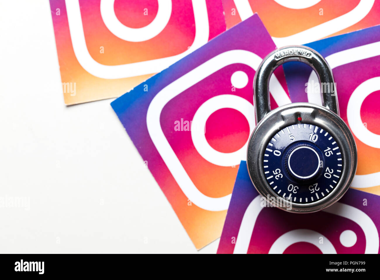 OXFORD, UK - AUGUST 22nd 2018: Instagram data security concept ...