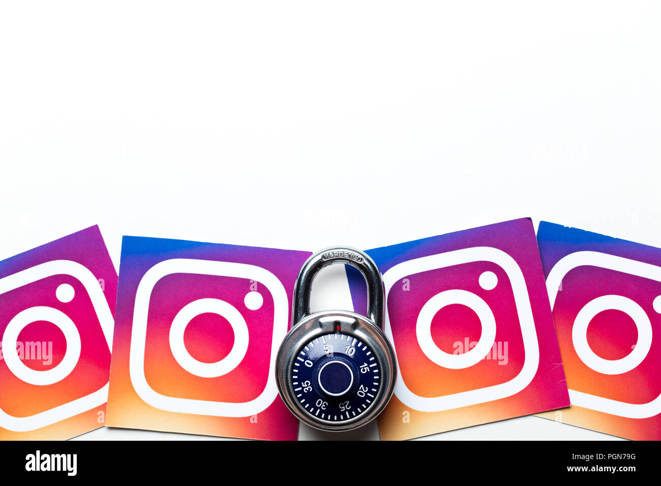 OXFORD, UK - AUGUST 22nd 2018: Instagram data security concept ...