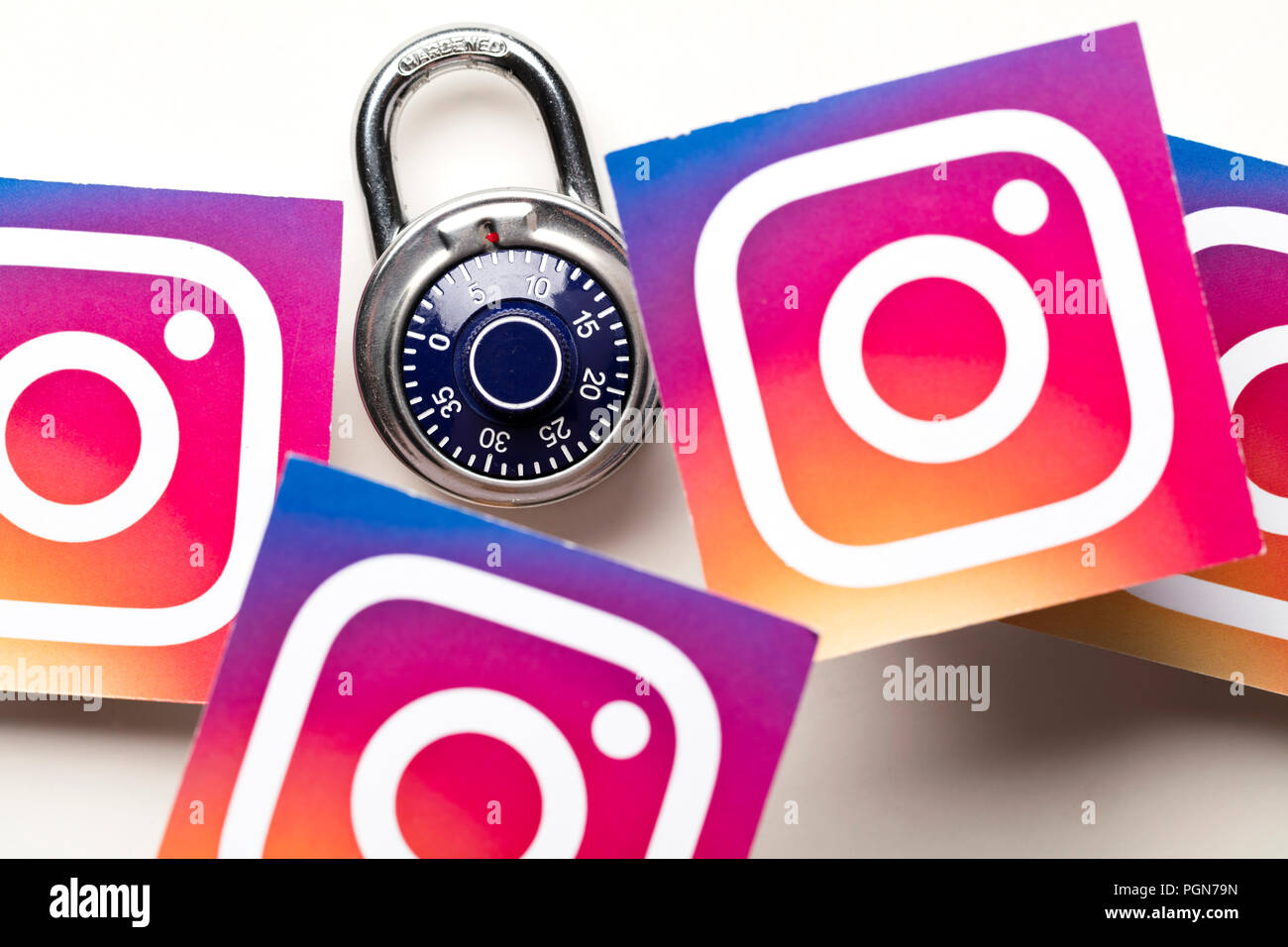 OXFORD, UK - AUGUST 22nd 2018: Instagram data security concept ...