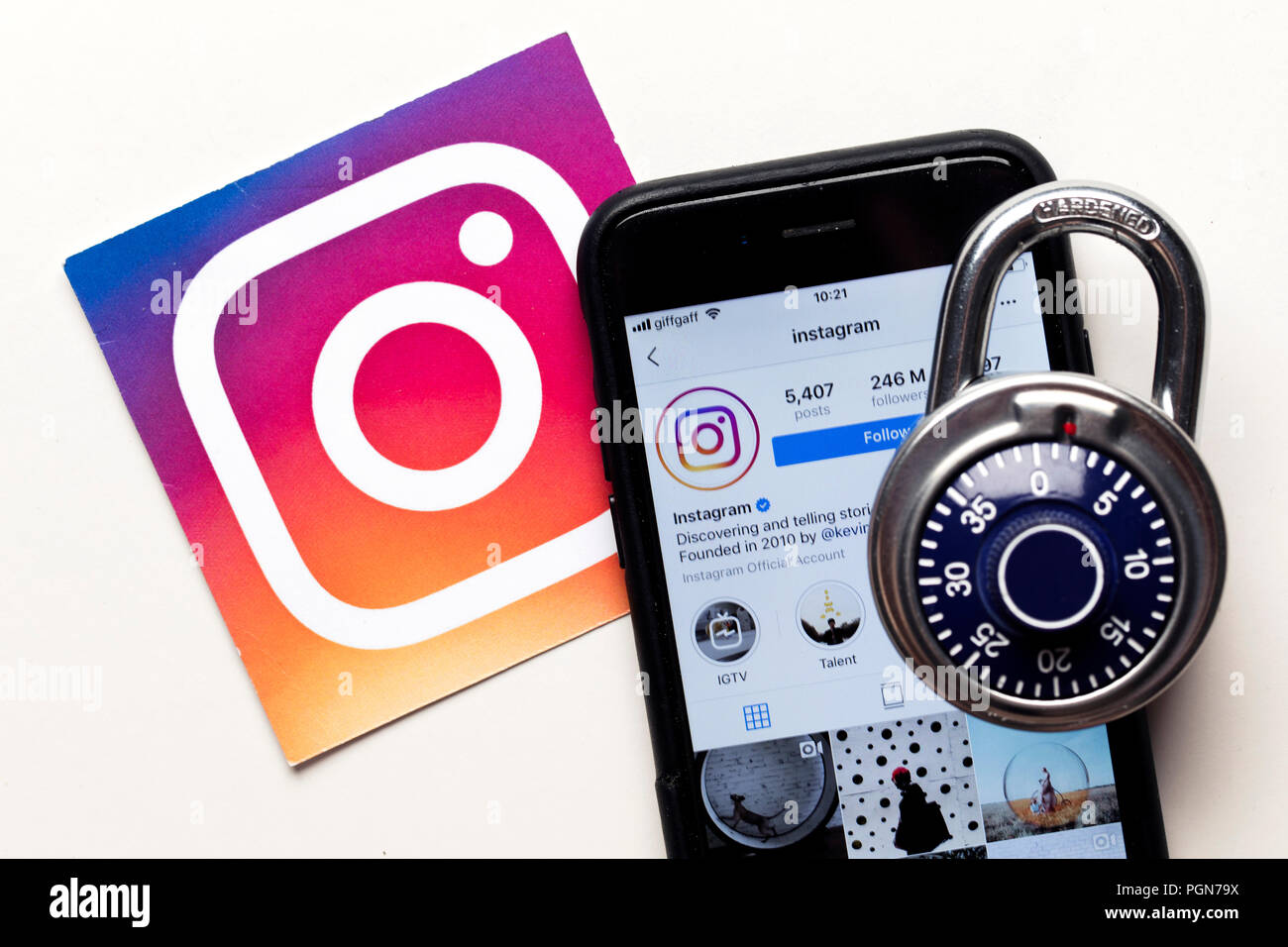 OXFORD, UK - AUGUST 22nd 2018: Instagram data security concept ...