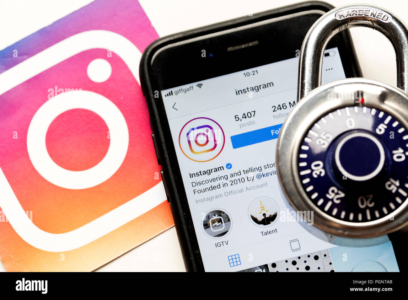 OXFORD, UK - AUGUST 22nd 2018: Instagram data security concept ...