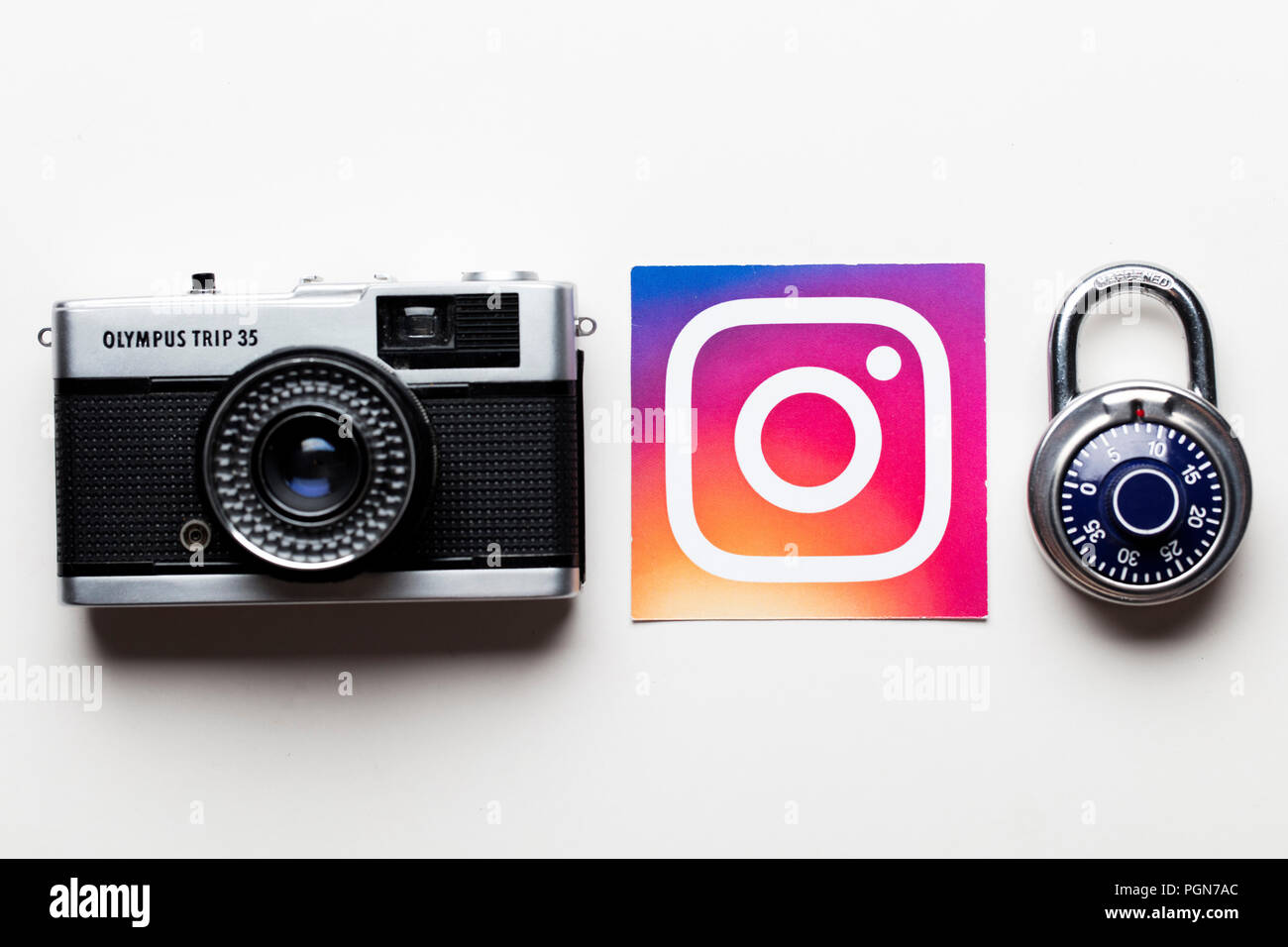 OXFORD, UK - AUGUST 22nd 2018: Instagram data security concept ...