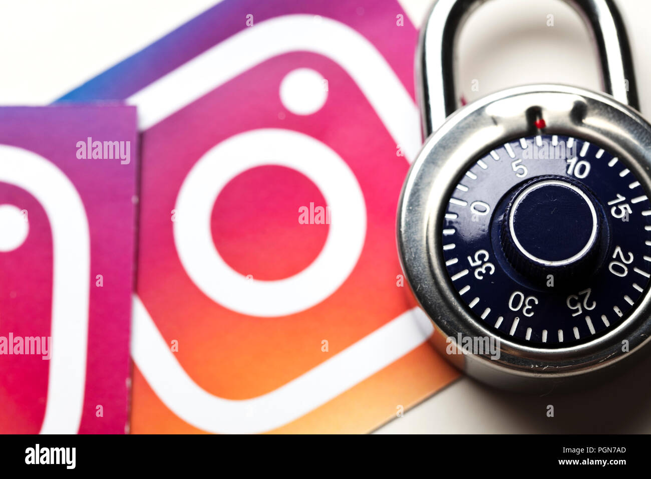 OXFORD, UK - AUGUST 22nd 2018: Instagram data security concept ...