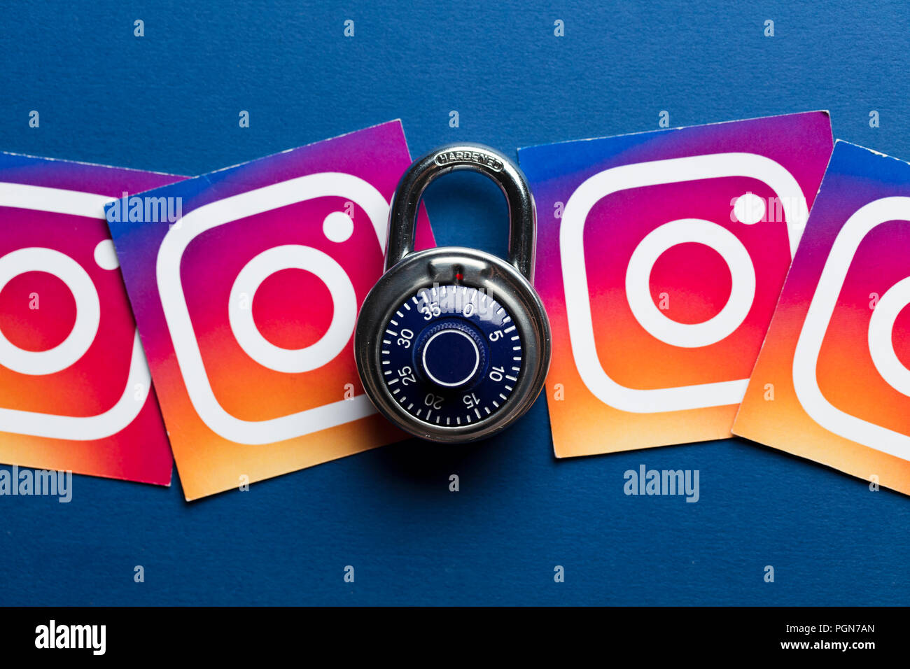 OXFORD, UK - AUGUST 22nd 2018: Instagram data security concept ...