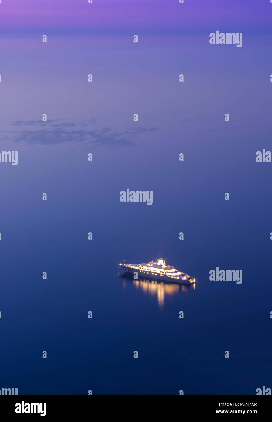 big cruise ship alone in the sea. night scene Stock Photo - Alamy
