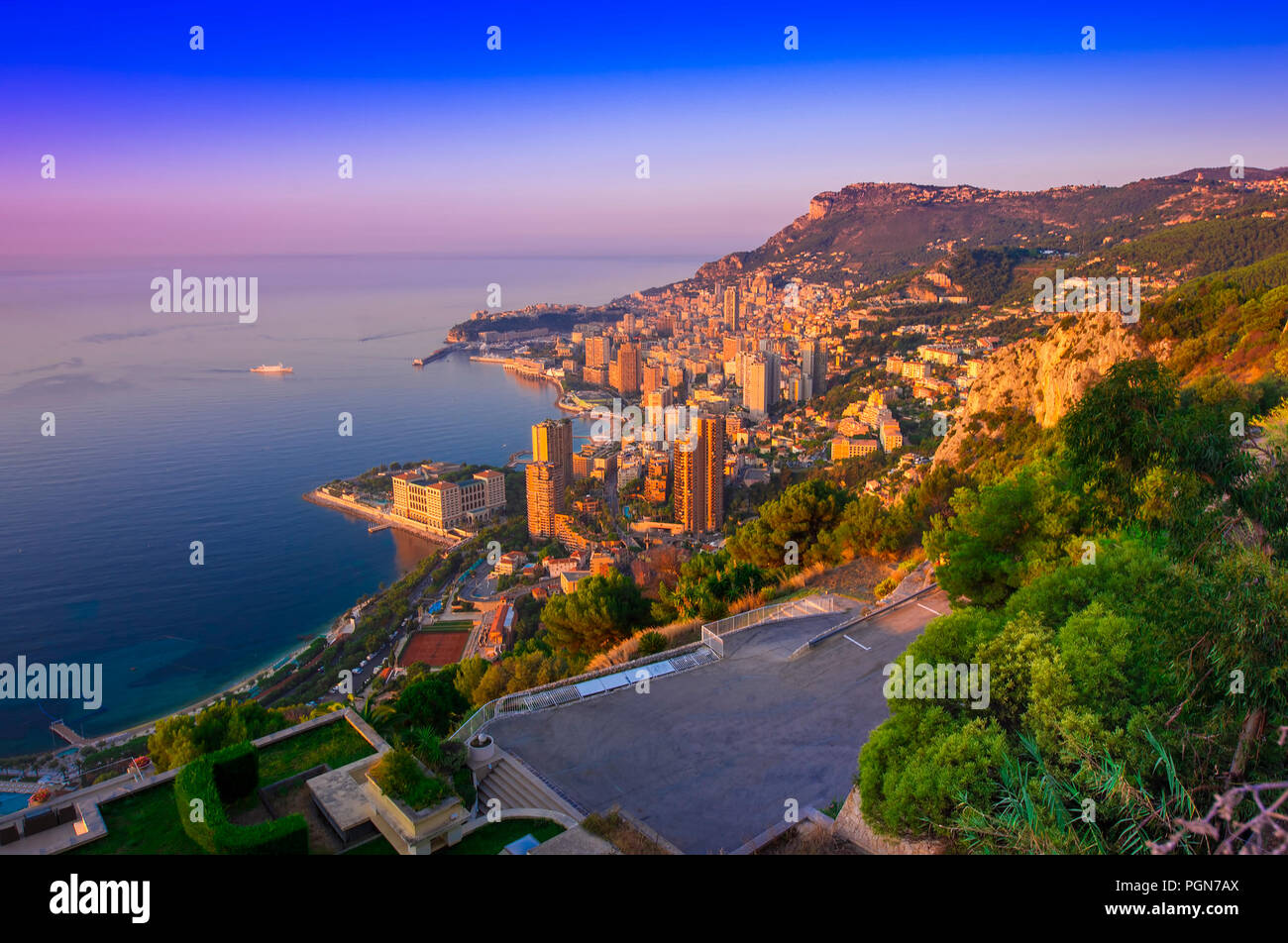 sunset or sunrise in Monte Carlo city, Monaco Stock Photo - Alamy