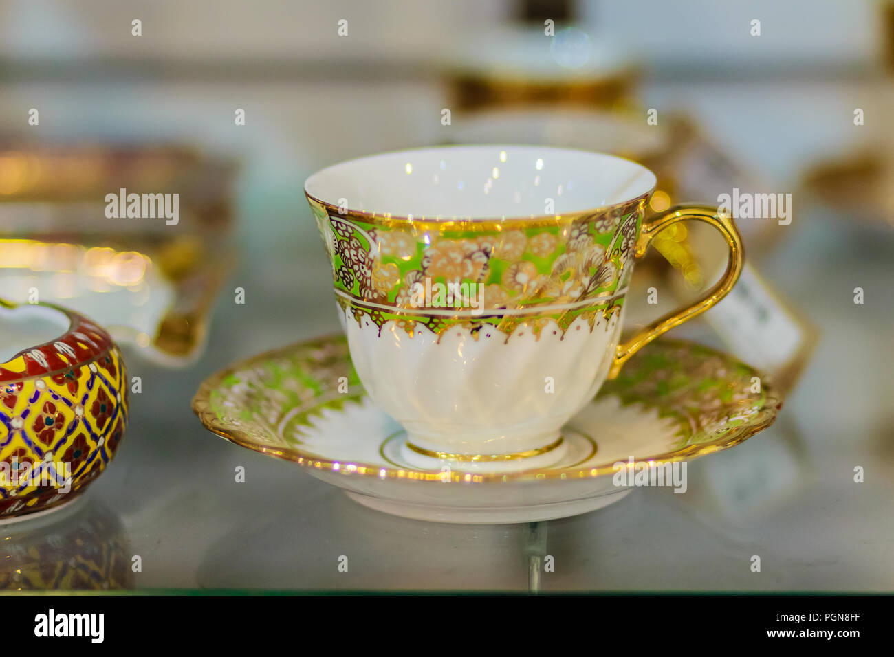 Vintage Thai's style porcelain coffee cup handmade. Beautiful ...