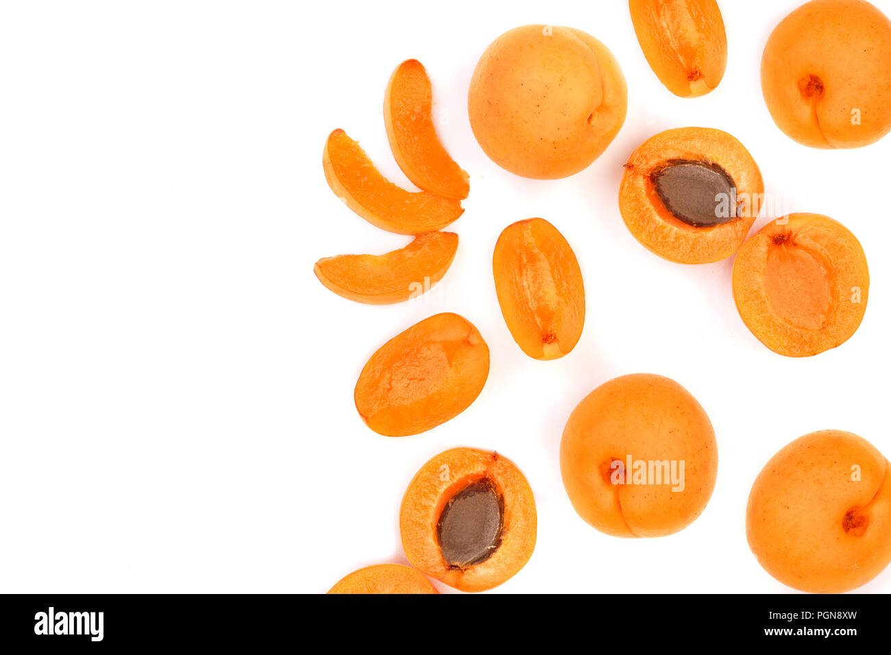 Apricot fruits isolated on white background with copy space for your ...